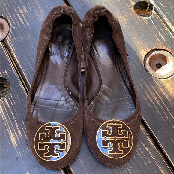 Tory Burch | Shoes | Tory Burch Brown Suede Reva Flats | Poshmark